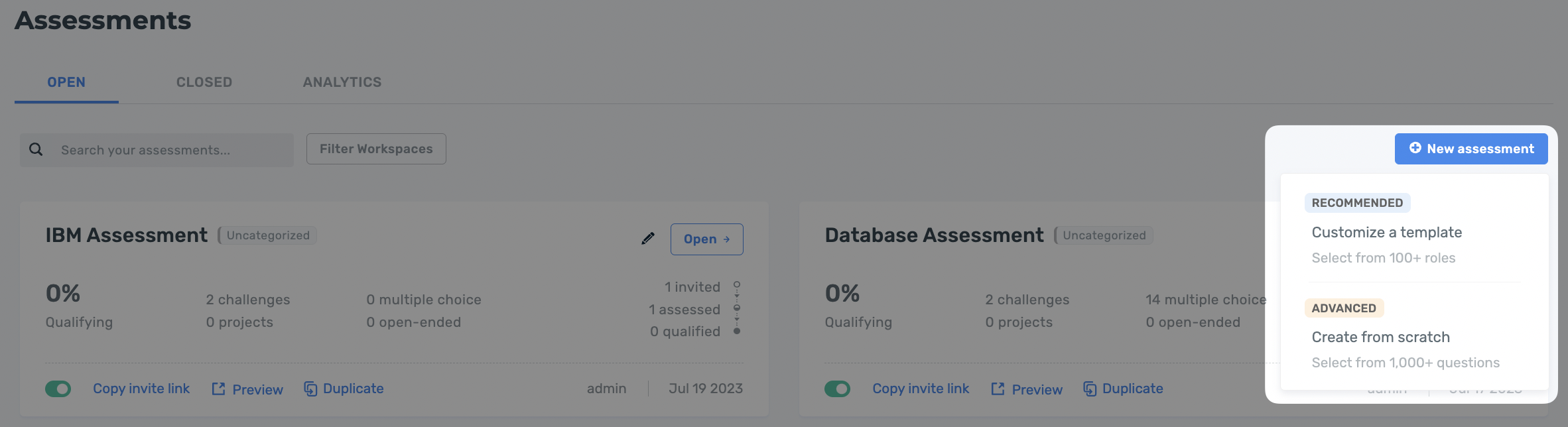 Create an Assessment